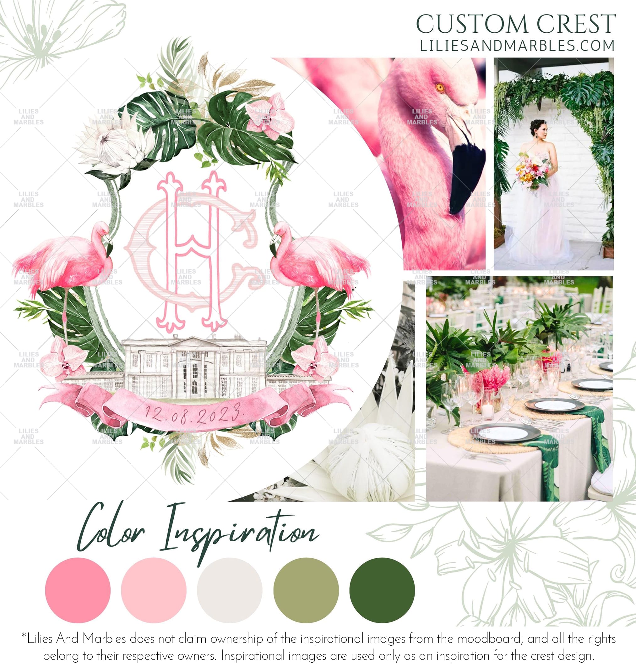 Custom Watercolor Wedding Crest -