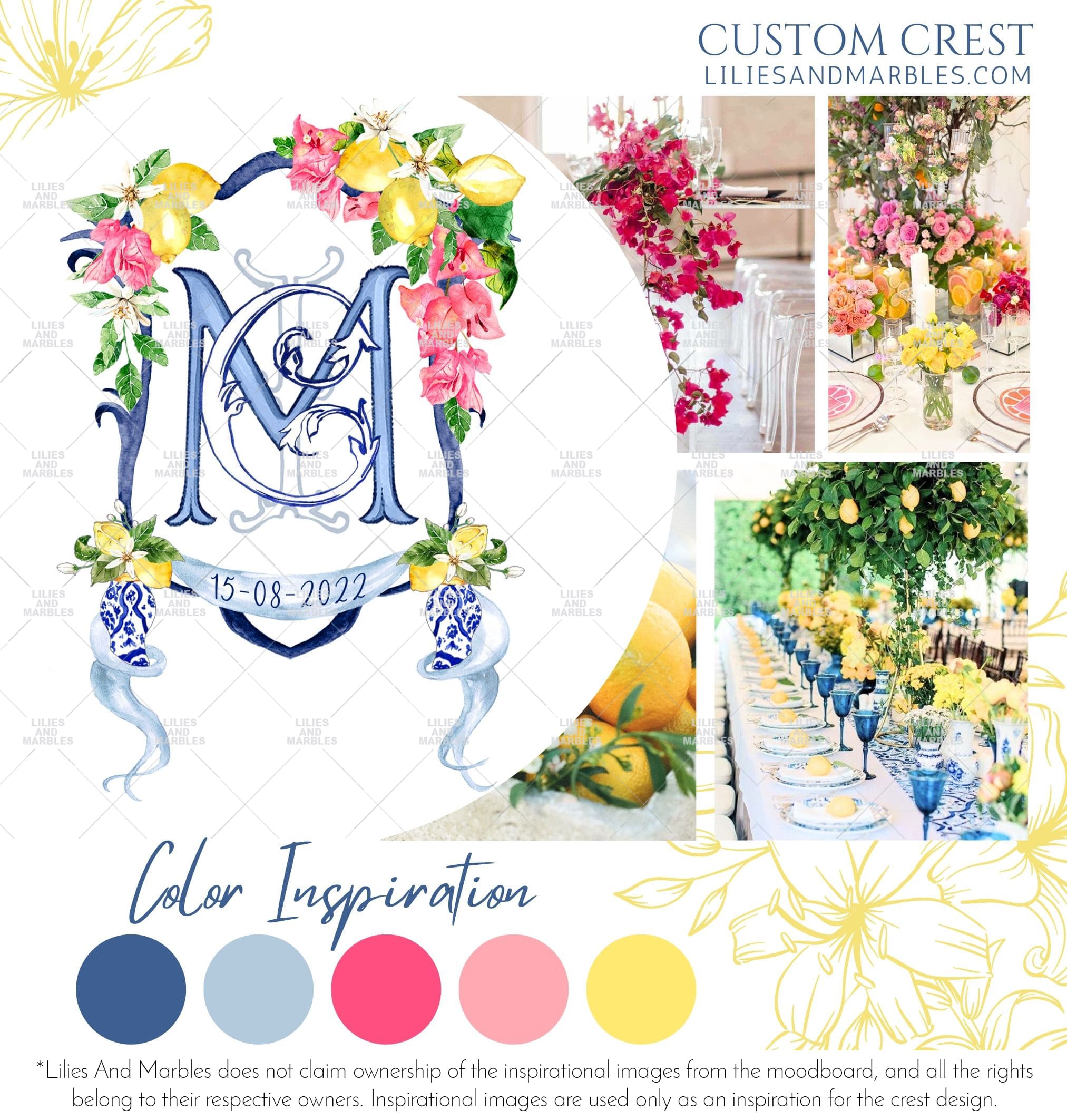Custom Watercolor Wedding Crest -