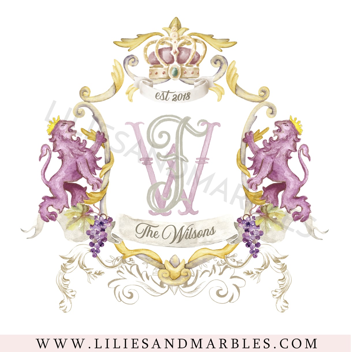 Custom Watercolor Family Crest