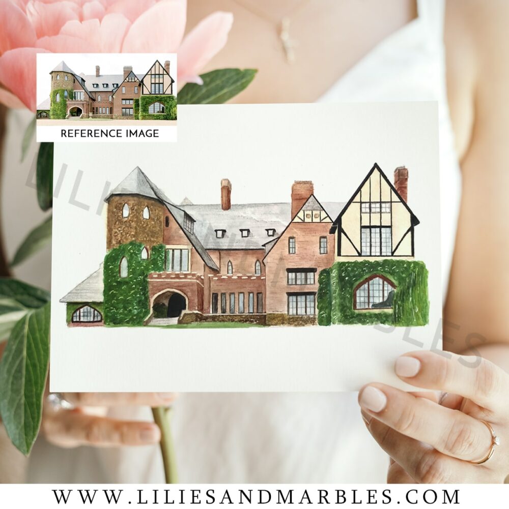 Custom Watercolor Wedding Venue Portrait