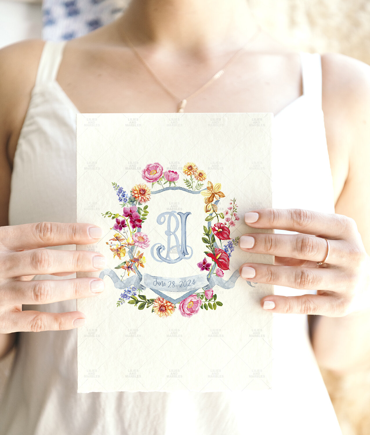Custom Watercolor Wedding Crest