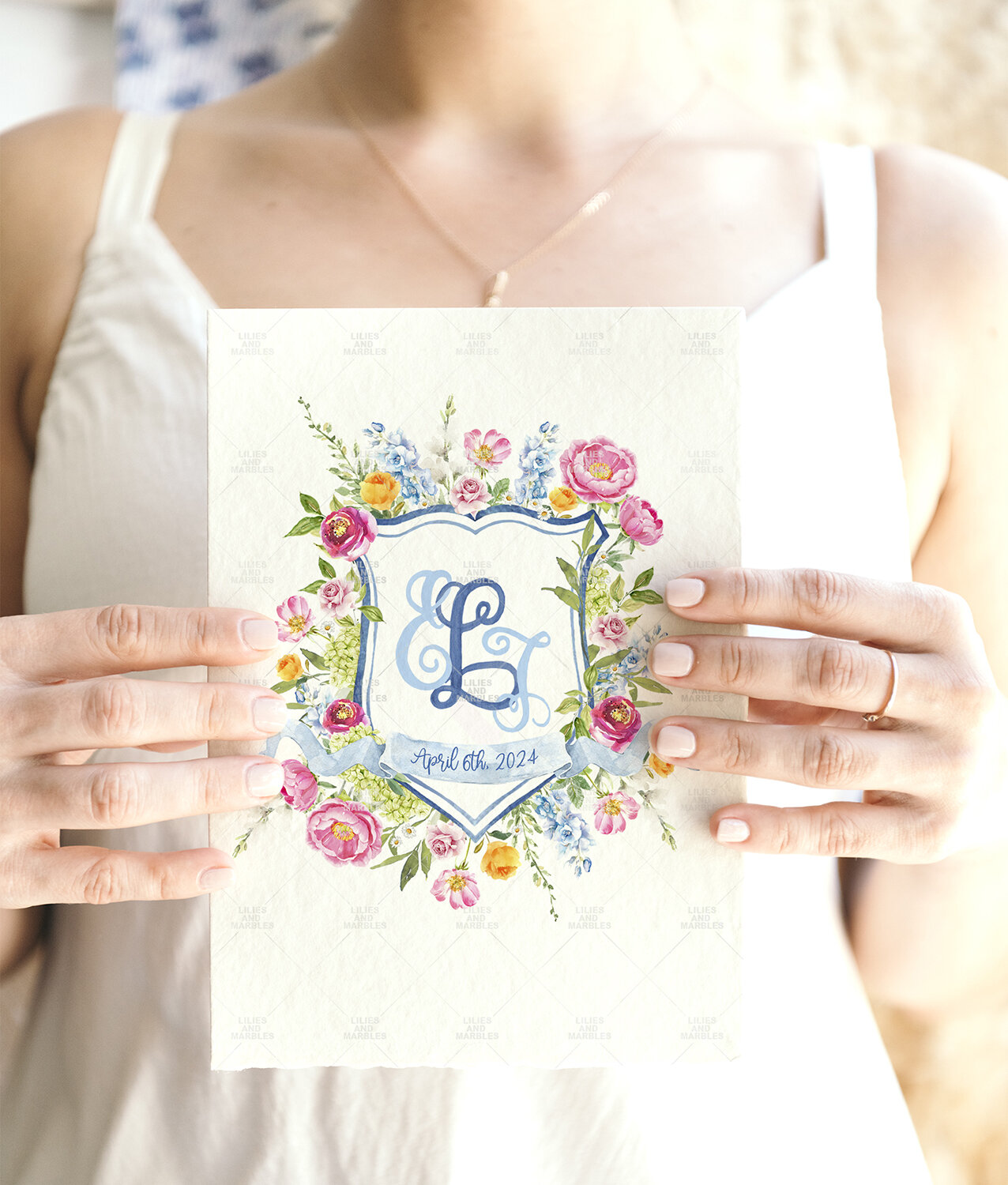 Custom Watercolor Wedding Crest