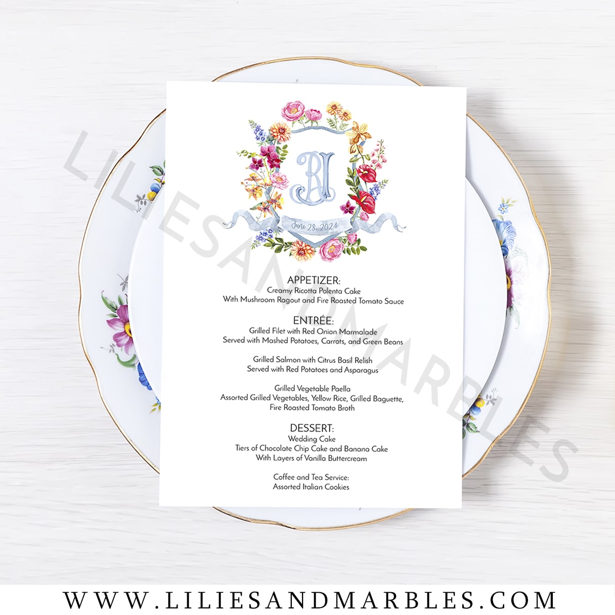Custom Crest Wedding Menu