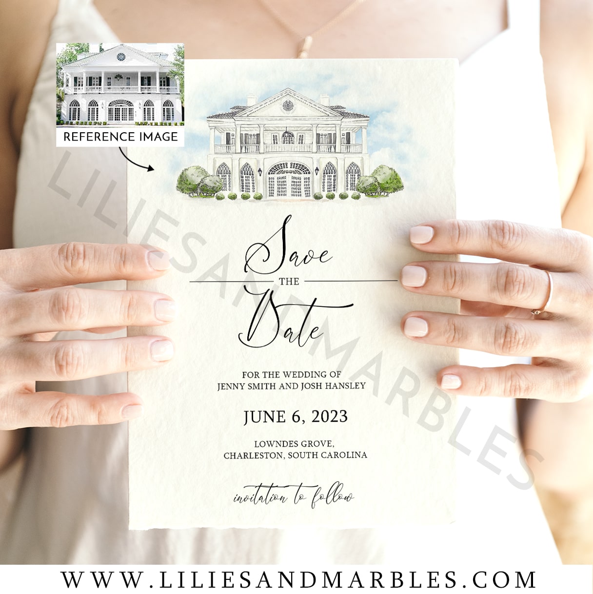 Custom Watercolor Venue Save The Date