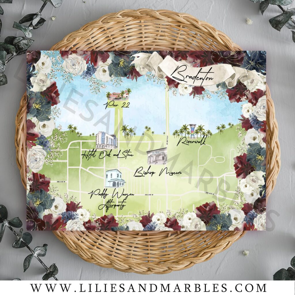 Custom Watercolor Wedding Map
