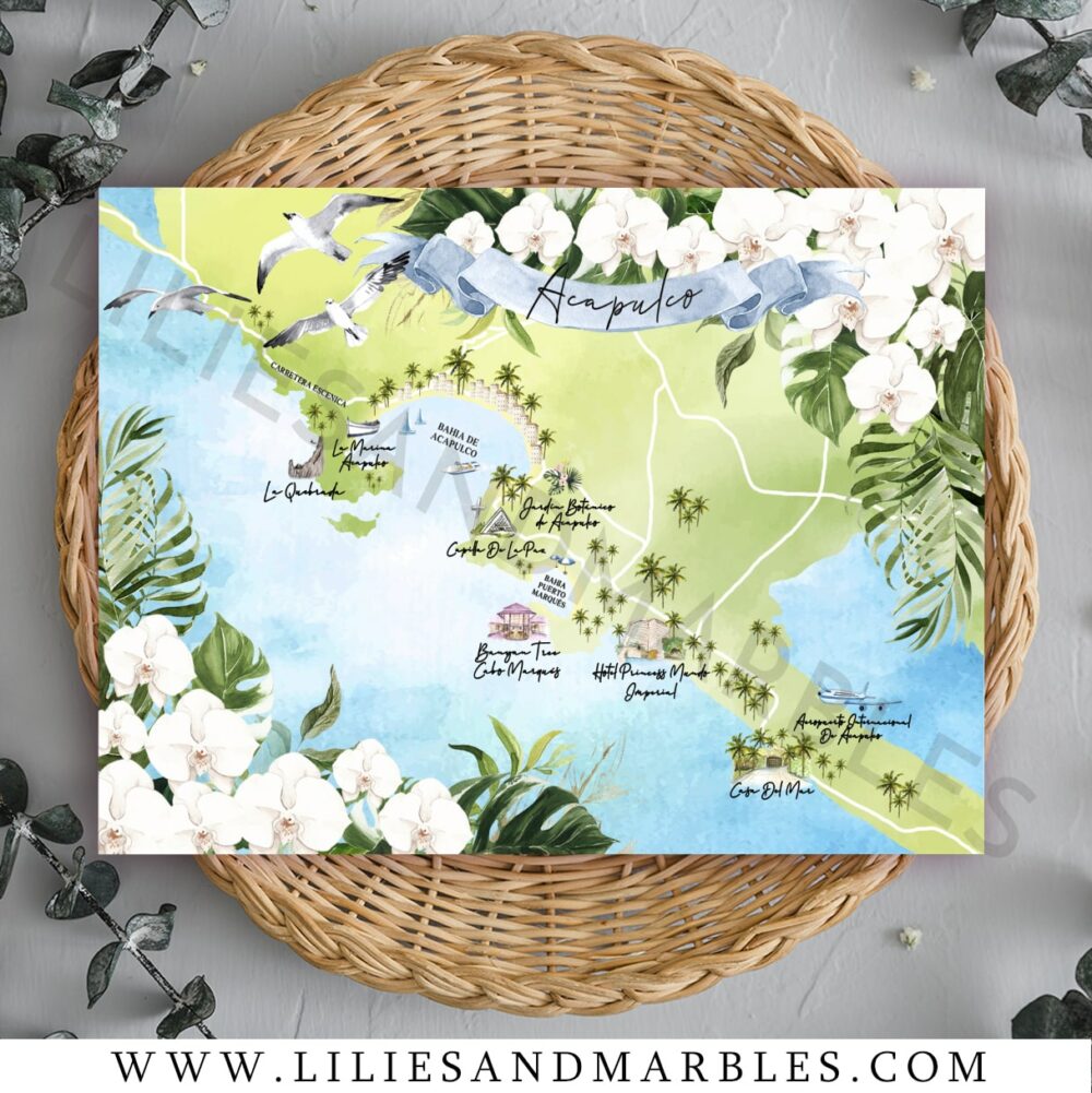 Custom Watercolor Wedding Map