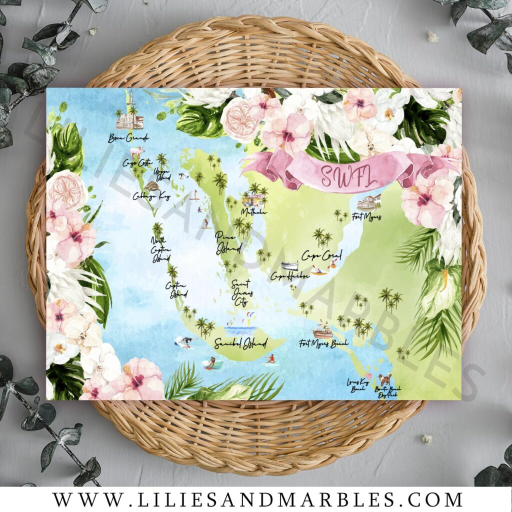 Custom Watercolor Wedding Map