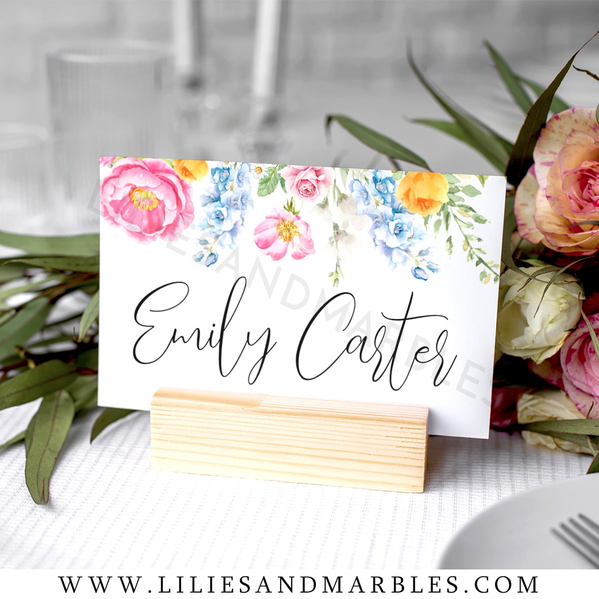 Place Cards with Custom Floral Design