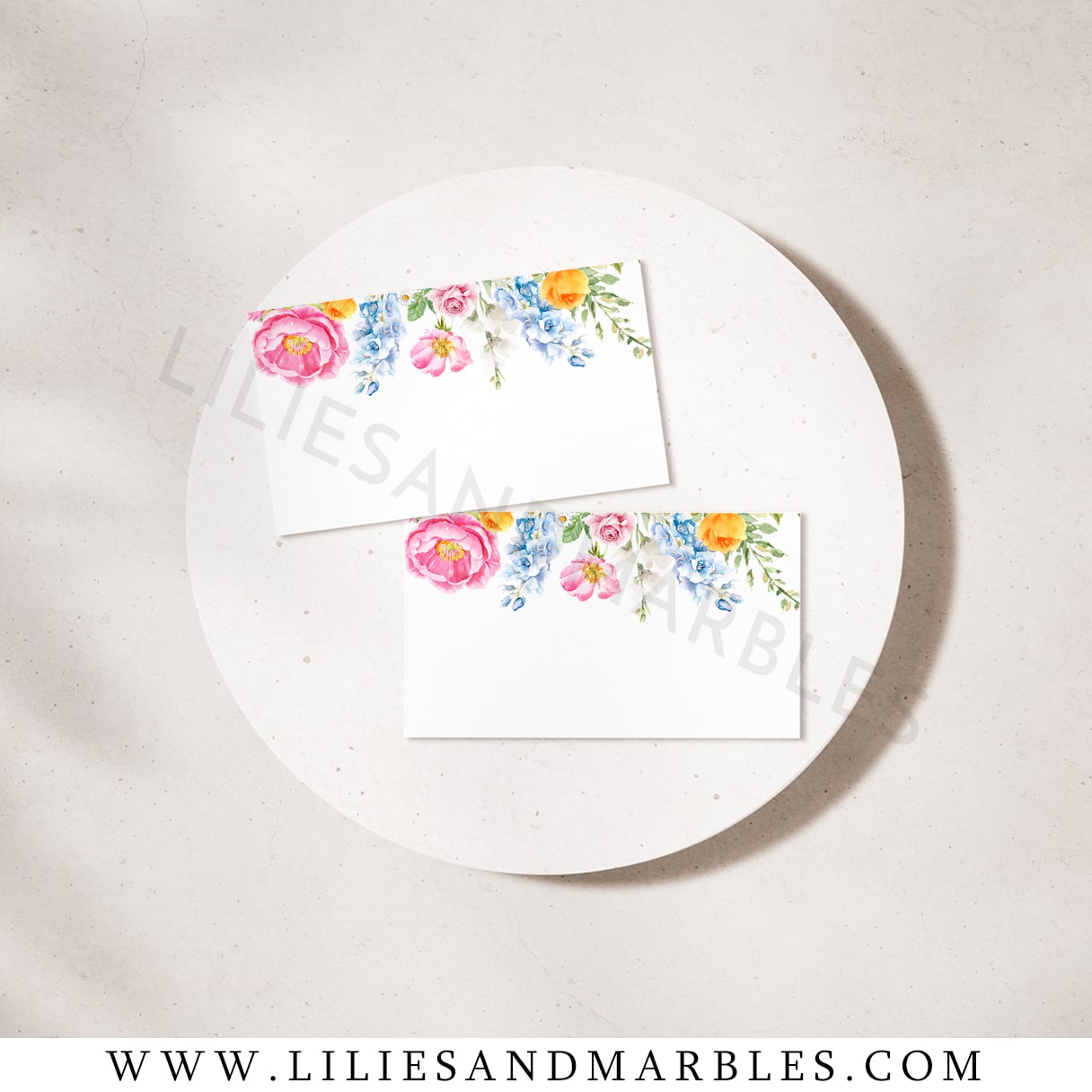 Place Cards with Custom Floral Design